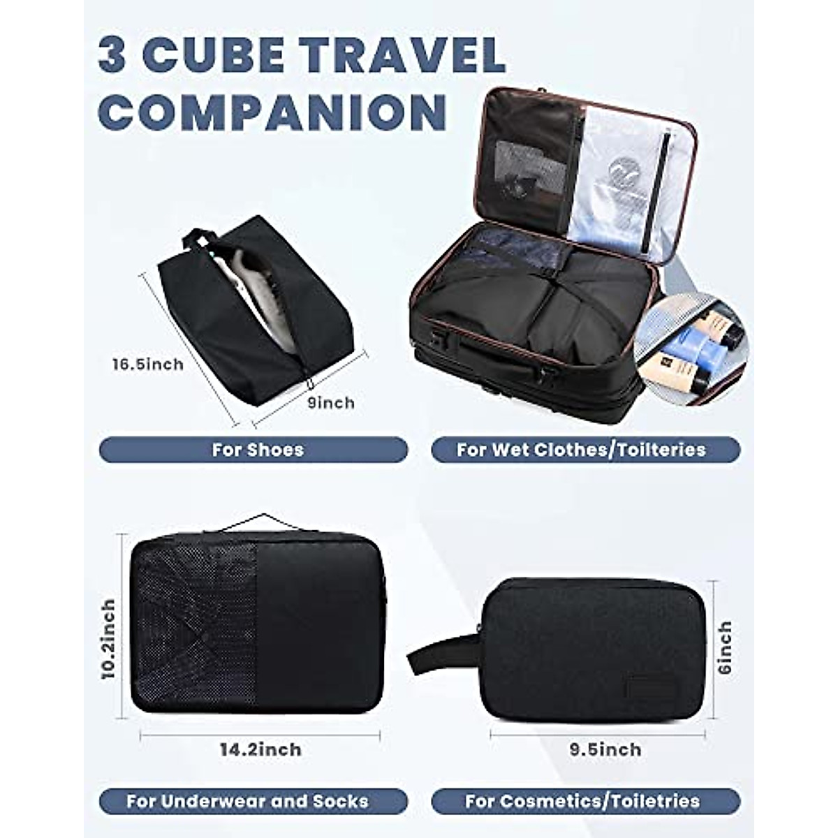 LOVEVOOK Carry on Backpack, Extra Large 35-50L Expandable Travel Backpack Airline Approved, Anti-Theft Waterproof Backpack for Travel, 18 Inch Laptop Backpack with USB Port for Men & Women