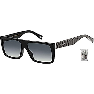 Marc Jacobs Marc096/s 0807/9O 57mm Black/Dark Grey Gradient Rectangle Sunglasses for Women + BUNDLE with Designer iWear Complimentary Eyewear Care Kit…