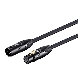 Monoprice XLR Male to XLR Female Cable - Microphone & Interconnect, Gold Plated, 16AWG, 6 Feet, Black - Stage Right Series