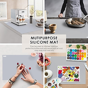 31.5" x 23.6" Extra Large Silicone Mat for Resin Casting, Crafts and Epoxy, Nonstick Silicone Sheet for Jewelry Casting Molds, Countertop Protector Mat Heat Resistant Placemats by Foepoge, Gray