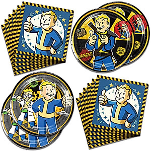 Fuyhiuous 40Pcs Fallout Vedio Game Party Supplies include 20 plates, 20 napkins for the Fallout birthday party decoration