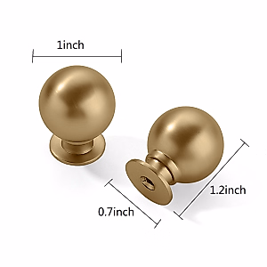CABDM 10 Pack 1 Inch Vintage Ball Champagne Bronze Cabinet Knobs Kitchen Cabinet Hardware Satin Brass Drawer Knobs Pulls for Drawers.