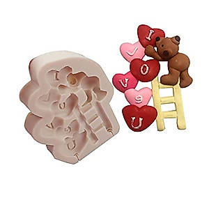 Valentines Day Bear Silicone-Molds For Baby-Shower Cake-Topper Decoration Love Bear Card Fondant Mold DIY-Baking Cookie Candy Mould-silicone
