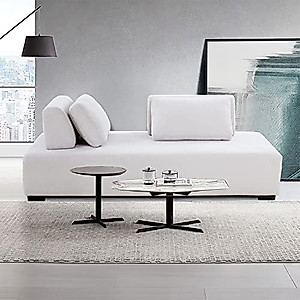 JURMALYN 85.4" Modular Sectional Sofa Couch with 2 Movable Heavy Backrest and Pillows, Modern Upholstered 2 in1 Sofa Bed, Beige Square Floor Couch for Living Room Office Mall Apartment Hotal