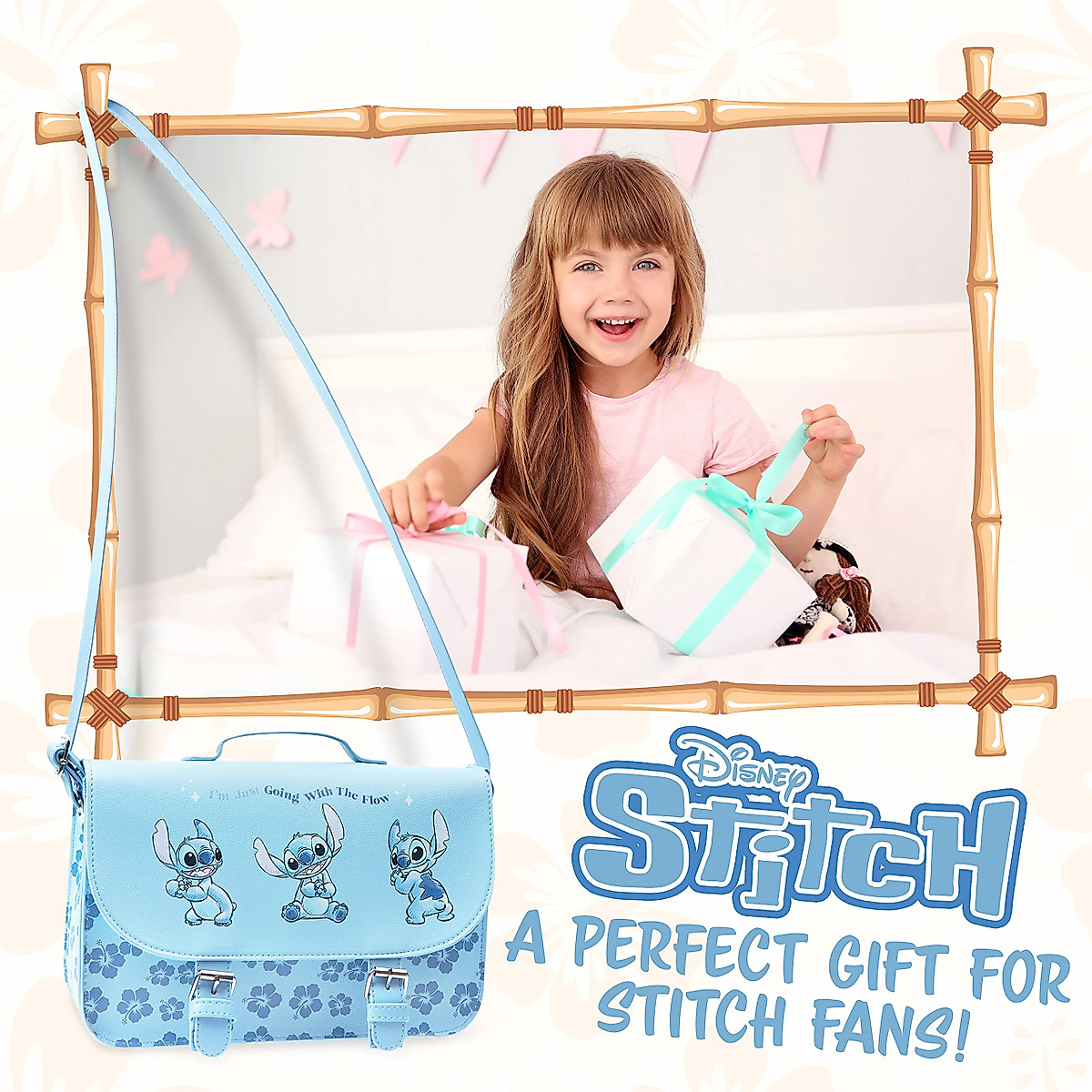 Disney Stitch Bag for Girls, Lilo and Stitch Cross Body Bag (Blue)