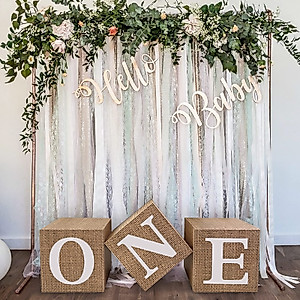 Burlap Print ONE Boxes for 1st Birthday Decorations Boho First Birthday Decorations Gender Neutral 3 Pcs ONE Balloon Box