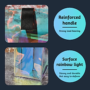 ''N/A'' Holographic Iridescent Tote Bag, Clear Tote Bag for Stadium, Large Fashion Rainbow PVC Handbag Purses for Beach, Sports, Work, Travel, Party