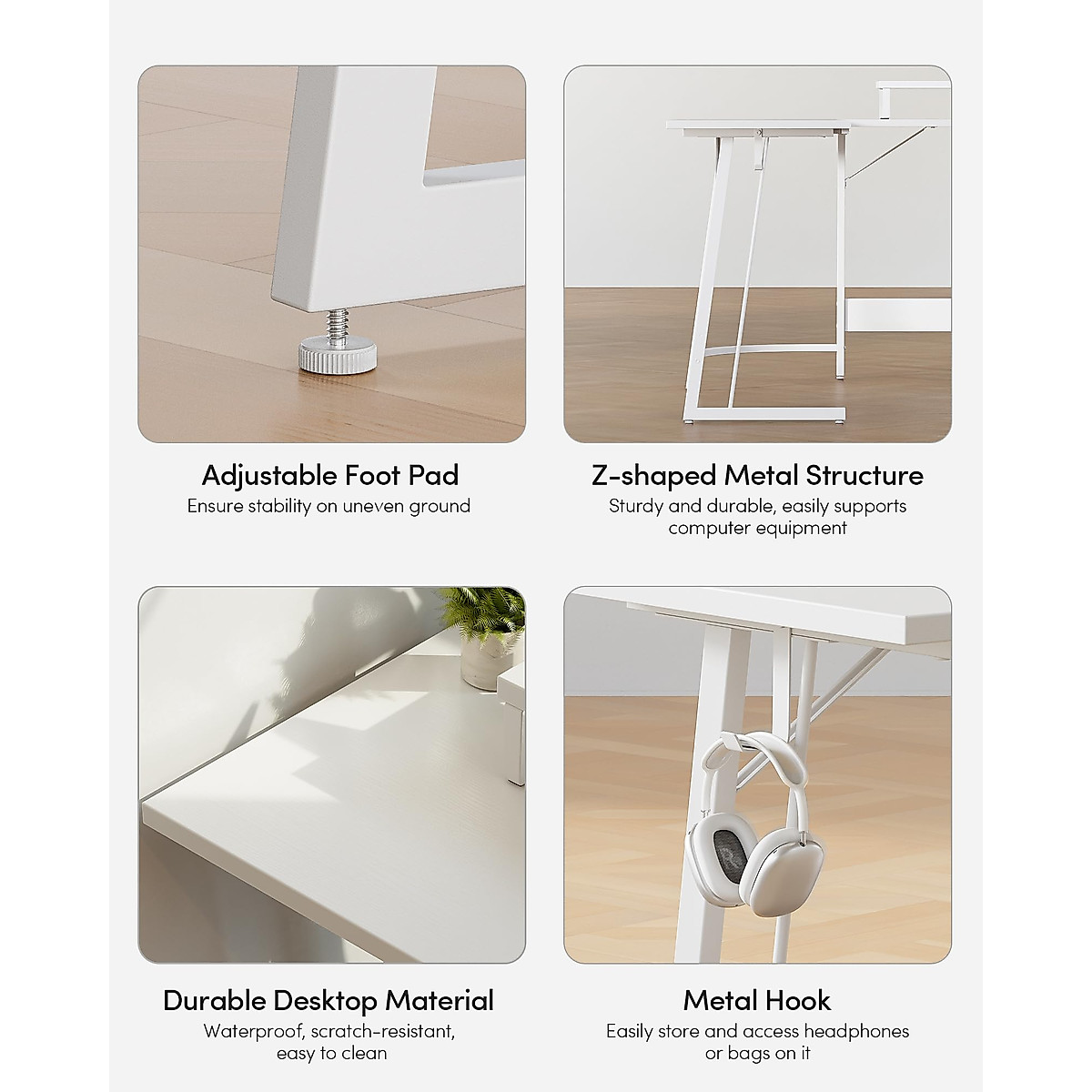 CubiCubi L Shaped Gaming Desk Computer Office Desk, 67 inch Corner Desk with Large Monitor Stand for Home Office Study Writing Workstation, White