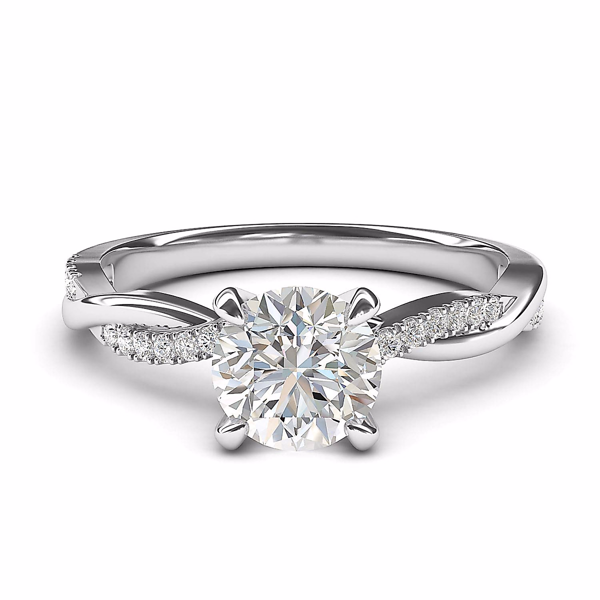 10k White Gold 4-Prong Petite Twisted Vine 1.0 CT Genuine Moissanite Engagement Ring Promise Bridal Ring (9.5)