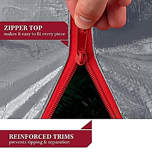 Pakkon Christmas Tree Storage Bag - Open Top, Waterproof Christmas Tree Storage Box for Disassembled Trees Up to 9 Feet with Carry Handles and Dual Zipper - 65x15x30 Inches, Grey