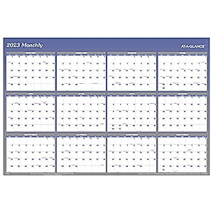 AT-A-GLANCE 2023 Wall Calendar, Dry Erase Monthly Wall Planner, 12 Month, 48" x 32", Jumbo, Vertical/Horizontal, Reversible, Blue (A1152)