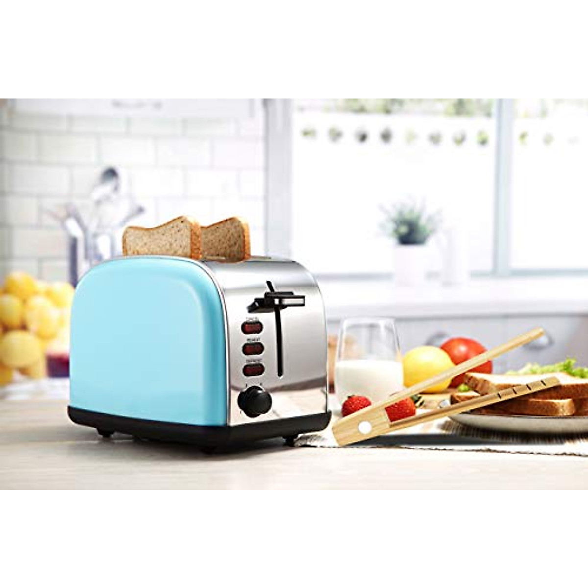 Toaster Tongs With Magnet | Kitchen Utensils For Cooking and Holding Toast Bacon Muffin Bagel Bread | 8 Inch Long Natural Non Toxic Bamboo