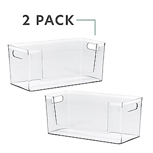 bHome Kitchen Organization | Clear Plastic Storage Bins | Pantry Organization and Storage Bins, Kitchen Cabinet Pantry Storage Organizer Bins, Set of 2 Open Front Snack Storage Containers