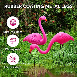 JOYIN Set of 6 Small Pink Flamingo Yard Ornament Stakes Mini Lawn Plastic Flamingo Statue with Metal Legs for Sidewalks, Outdoor Garden Decoration, Luau Party, Beach, Tropical Party Decor, 2 Styles