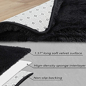 CAROMIO Fluffy Area Rug Plush Fluffy Shag Rugs 9' x 12' Extra Soft and Comfy Modern Indoor Shaggy Carpet Rugs for Bedroom Living Room Girls Kids Nursery Fluffy Area Rug, Black
