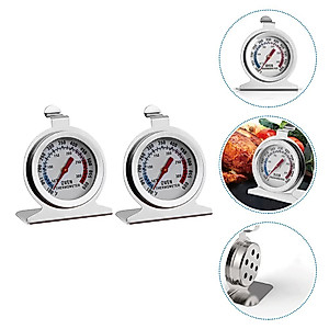 YARDWE 2pcs Oven Thermometer Kitchen Temperature Indicator Cooking Temperature Gauge BBQ Oven Temperature Teller Grill Monitor Dial Oven Temperature Gauge Stainless Steel Metal Pointer