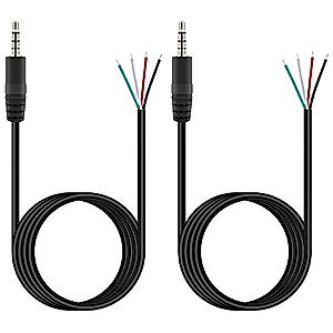 Fancasee 2 Pack 6 ft Replacement 3.5mm Male Plug to Bare Wire Open End TRRS 4 Pole Stereo 1/8" 3.5mm Plug Jack Connector Audio Cable for Headphone Headset Earphone Microphone Cable Repair