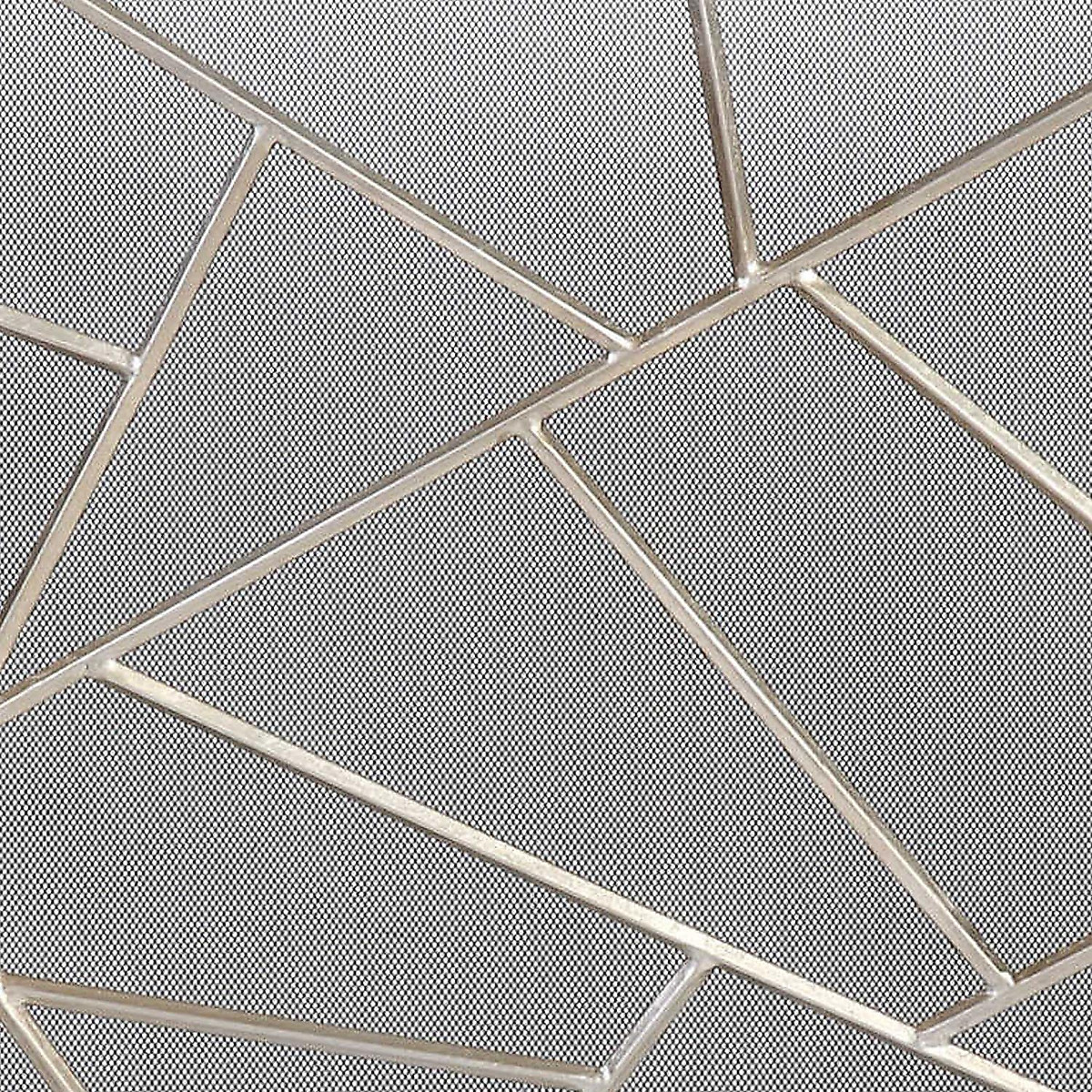 Modern Abstract Silver Panels Fireplace Screen | Tiled Shapes Champagne