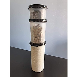 Tupperware Modular Mates Round Containers Set of 4 Sizes Black Seals