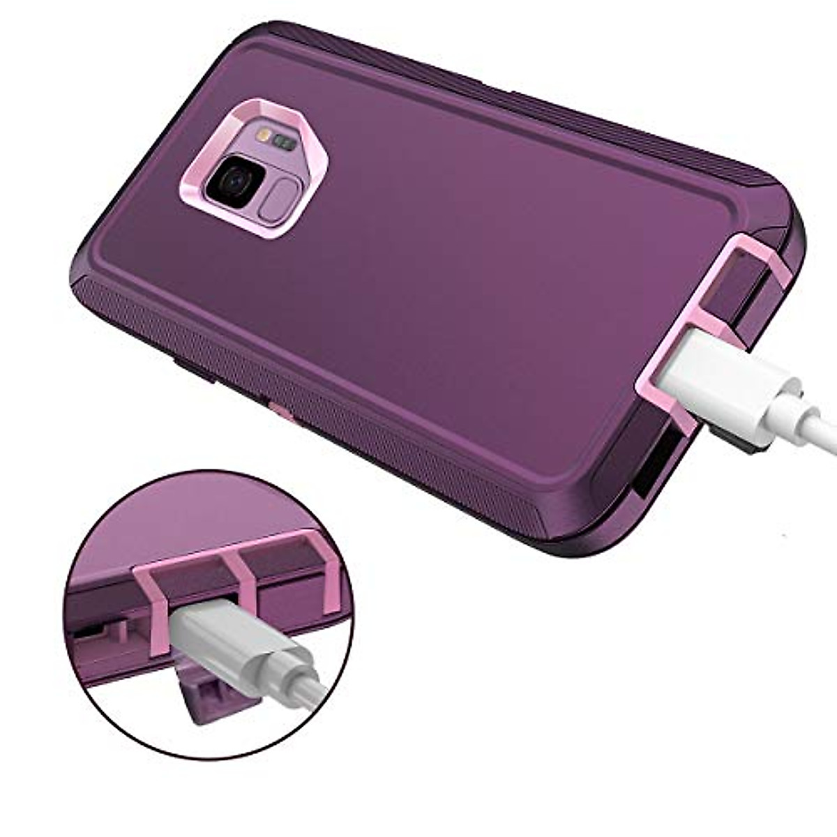 I-HONVA for Galaxy S9 Case Shockproof Dust/Drop Proof 3-Layer Full Body Protection [Without Screen Protector] Rugged Heavy Duty Durable Cover Case for Samsung Galaxy S9, Purple/Pink