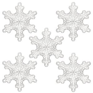 5Pcs 36inch Transparent Snowflake Balloons Christmas Clear Snowflake Foil Mylar Balloons for Winter Wonderland Ice Snow Themed Birthday Party Decorations