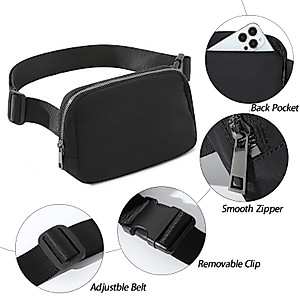 TOBVZOO Belt Bag with Card Wallet for Women Men, Everywhere Fanny Pack Crossbody Bags with Adjustable Strap, Mini Fashion Waist Packs (Black with Wallet)