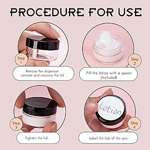 25 Count 3 Gram Sample Containers, Clear Lip Balm Containers with Lids, Small Plastic Sample Jars with 2 Mini Spoons, 25pcs Labels (Clear Lid)