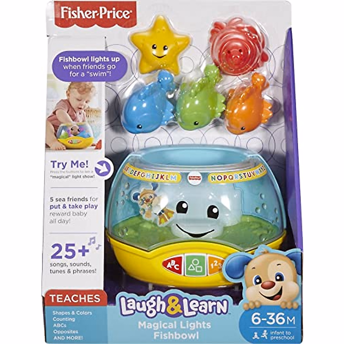 Fisher-Price Laugh & Learn Baby & Toddler Toy Magical Lights Fishbowl With Smart Stages Learning Content For Ages 6+ Months