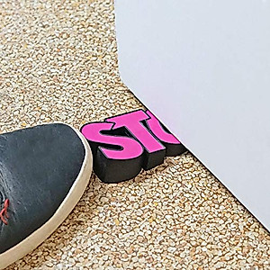 Stop Door Stopper Wedge, Pink - Fairly Odd Novelties - Funny Home, Office, Dorm Room Accessory Gift