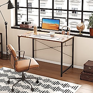 Flrrtenv 31 Inch Computer Desk, Small Desk, Office Desk with Hook, Modern Home Office Desk, Writing Desk, PC Desk, Rustic Brown