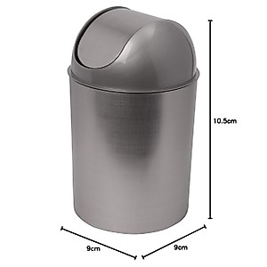 Umbra Mezzo, 2.5 Gallon Trash Can with Lid, Ideal For Small Spaces, Home and Office, Brushed Silver