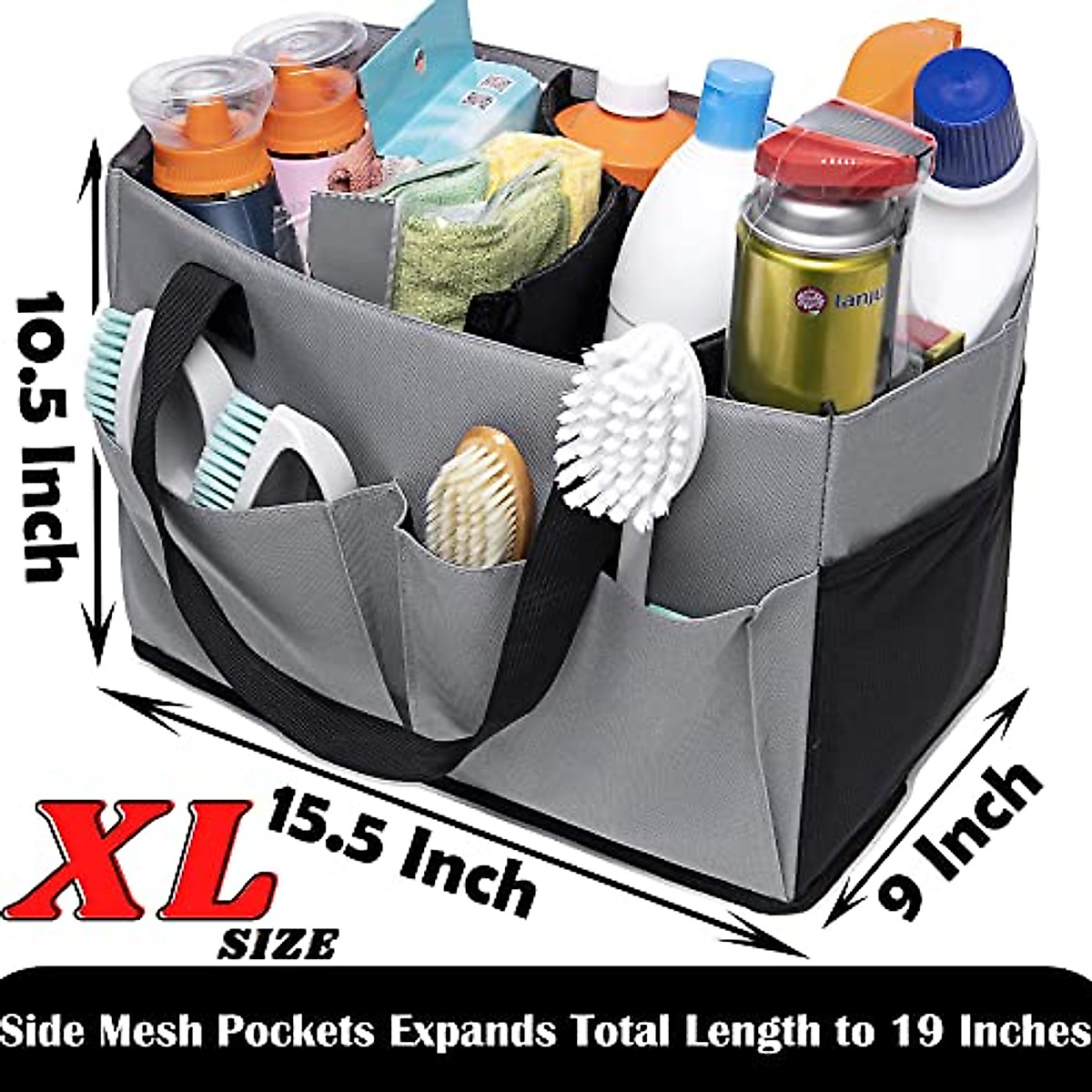 DERABY Cleaning Caddy with Handle and Shoulder Strap Organizer for Cleaning Supplies