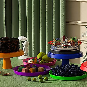 Enjoy Myself 7-Piece Set of Colorful Cake Stands, Versatile Dessert Plates and Fruit Platters, Cupcake Display Serving Tray for Any Occasion