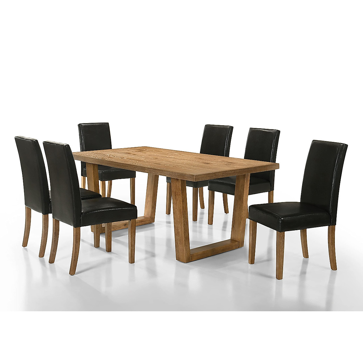 Dining Room Kitchen Table Chairs Set Model 3091 7pc Color Driftwood Complete Set 1 Table with 6 Chairs