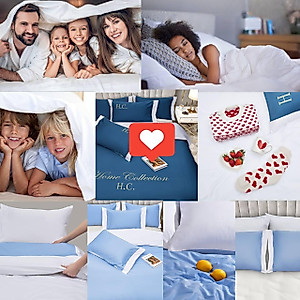 Bedlovesoft 100% Cotton Double Bed Linen 5 Pcs Twin Size | 4 Pillowcases Satin Duvet Cover Linen - Embroidery | Ultra Soft Breathable and Shrink Free - Grey, White Bedding