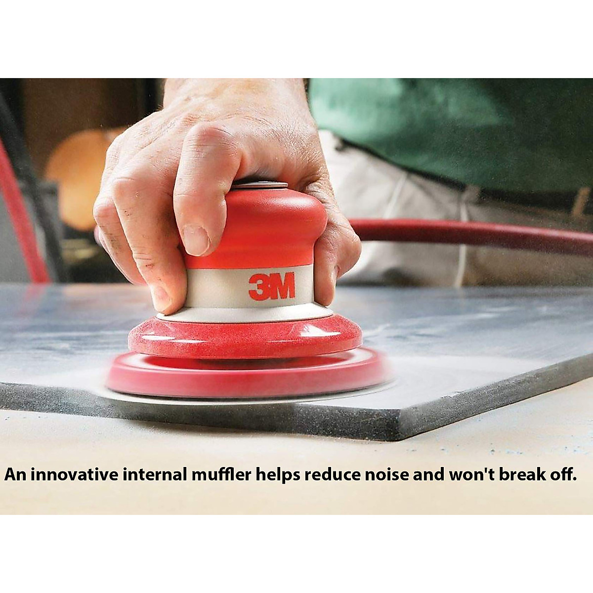 3M Random Orbital Sander – Pneumatic Palm Sander – 5” x 3/16” Diam. Orbit – Stikit Disc Pad – For Wood, Composites, Metal – Original Series, 20317