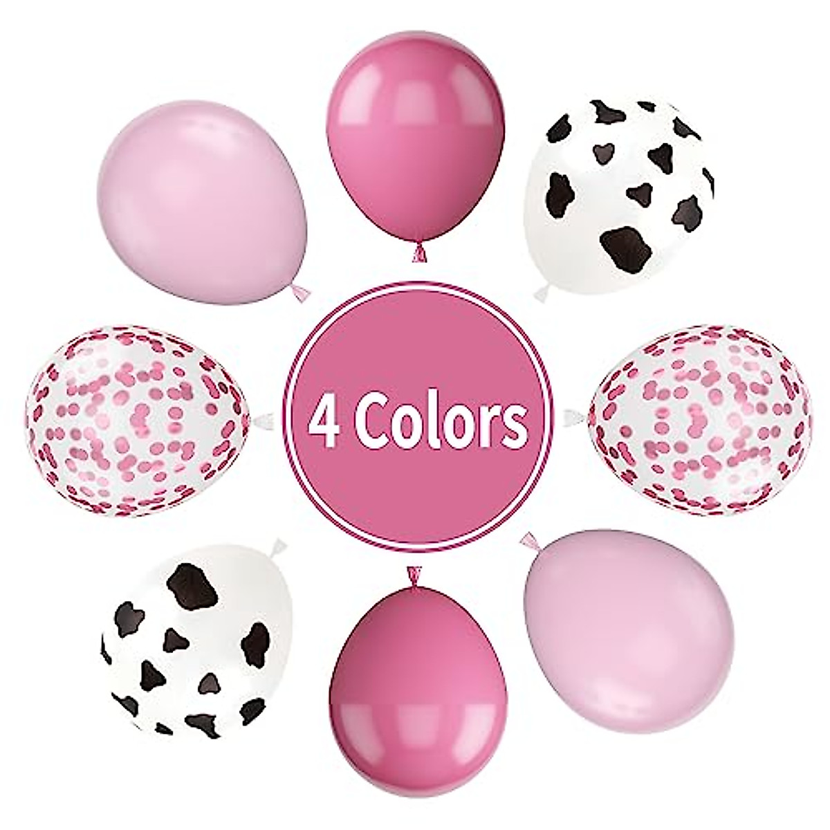 Paready Cow Balloons, 30PCS Pink Cow Balloons 12 Inch Pink Confetti and Cow Print Balloons Hot Pink and Light Pink Latex Balloons Pastel Pink Cow Balloons for Cow Party Girls Birthday Baby Shower