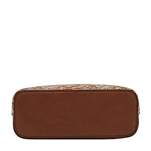 FashionPuzzle Paisley Print Small Dome Crossbody with Chain Strap (Brown/Brown)