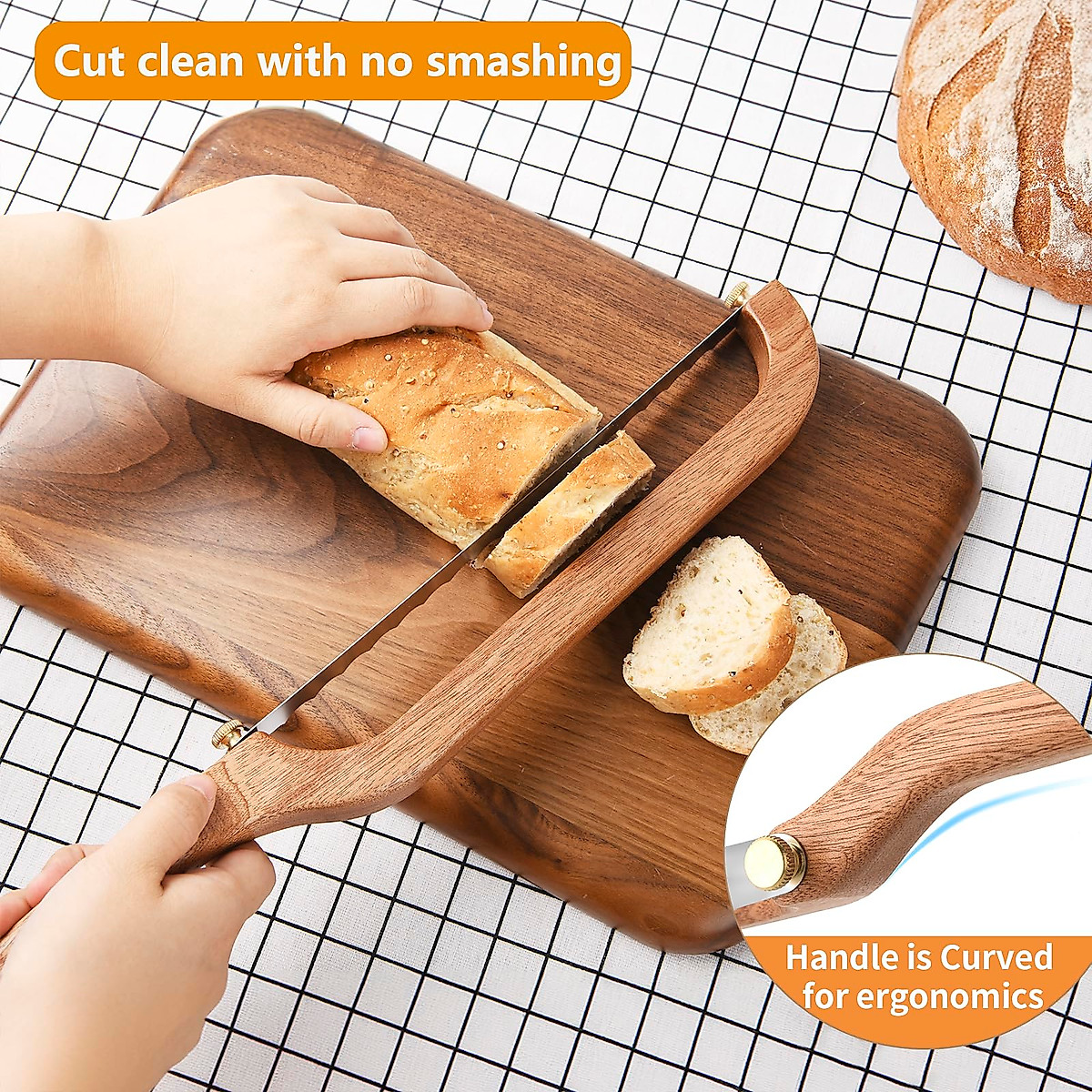 YAPULLYA Sourdough Knife Slicer for Even Slicing, Fiddle Bow Bread Knife for Sourdough, Bread Saw for Homemade Bread, Sourdough Bread Cutter