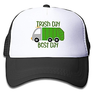 Trash Day Best Day I Love Trash Garbage Trucks Youth Adjustable Mesh Hats Baseball Trucker Cap for Boys and Girls (One Size)