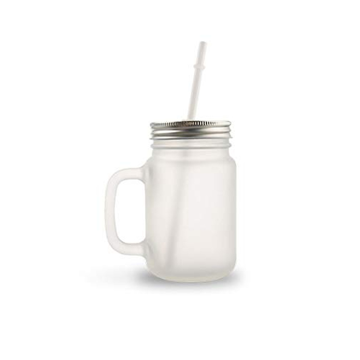 Mason Blank Sublimation Frosted Glass Jar Mugs 430ml with Glass Handles and Straw Drinking Heat Press Dye Transfer 4 pieces
