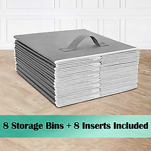 IJRPLM 8 Pack Storage Cubes,11 Inch Cube Storage Bins,Fabric Foldable Cube Baskets,Collapsible Storage Bins with Handles,Fabric Bins Storage Box For Shelf Organizing Clothes Closet Toys,Grey