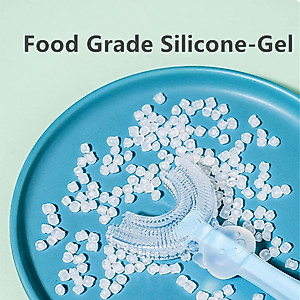 ROSEWARD [Upgraded] U Shaped Toothbrush Kids Toddler Baby Toothbrushes 360 Degree Round Tooth Brush Extra Soft, Food Grade Silicone(Large (Age 6-12), Blue)