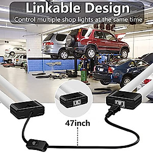 Royana LED Shop Light Linkable, 4FT 40W LED Ceiling Lights for Garage Utility Light Fixture 6500k/3000K/4000K LED Workbench Light W/Plug Hanging, Black - ETL- 4 Pack