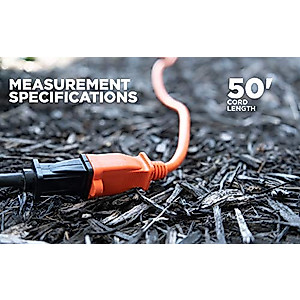 Woods Light Duty Extension Cord, 50Ft, 16 Gauge, General Purpose Cord, SJTW, Orange, 0723