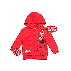 Sesame Street Elmo Toddler Boys Fleece Zip Up Hoodie Red 2T