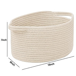 joybest Storage Baskets for Shelves, Cotton Woven Baskets for Organizing, Rope Baskets with Handles for Nursery Organizer Towels Swaddle Blankets Baby Clothes Diaper Candy