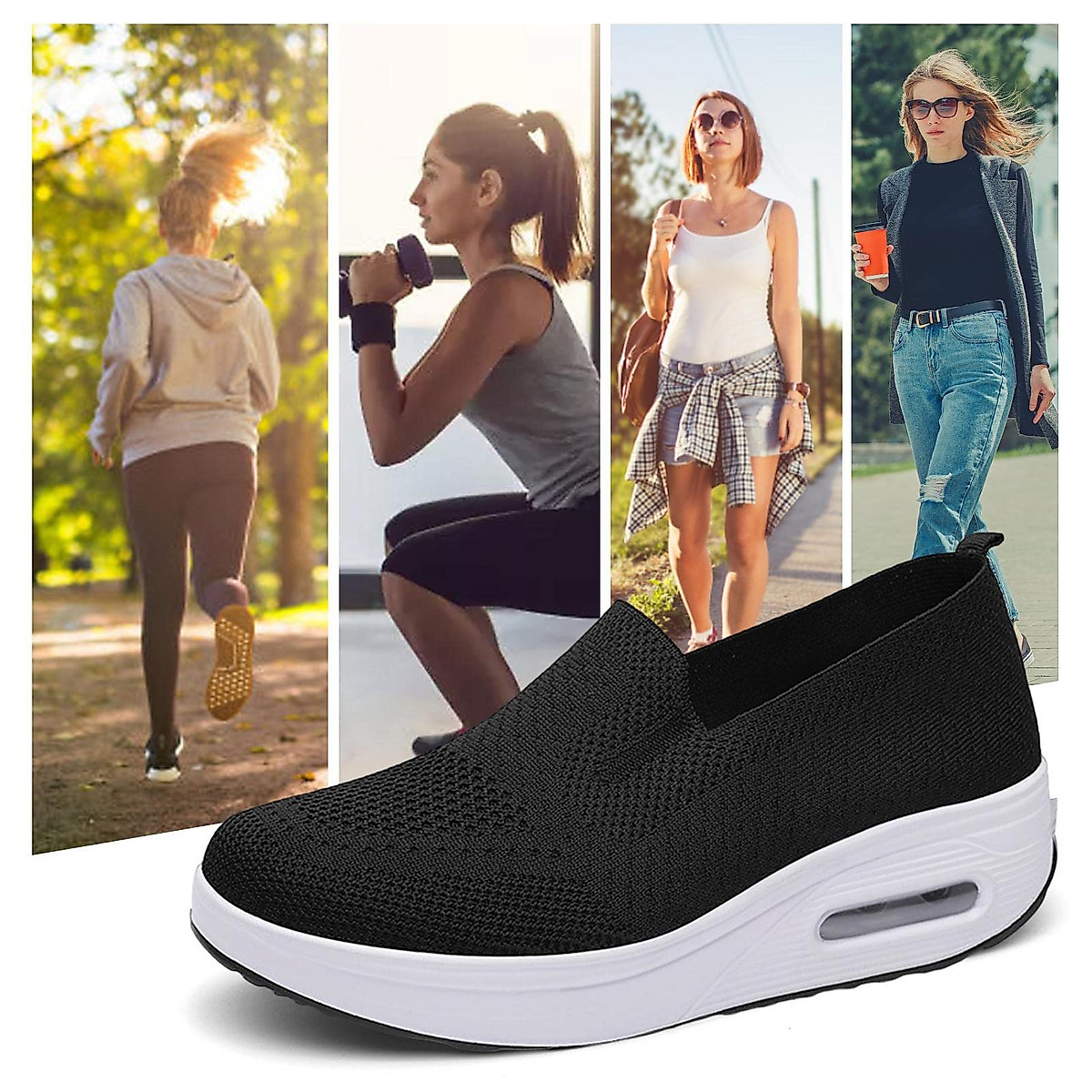PASUKIT Orthopedic Shoes for Women | 2023 New Orthopedic Sneakers for Women | Women's Casual Walking Arch Support Shoes Black