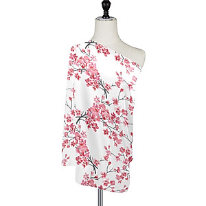 Baby Car Seat Covers Canopies for Boys Girls Branches of Cherry Blossoms Infant Stroller Cover Nursing Cover Breastfeeding Scarf Warm Windproof