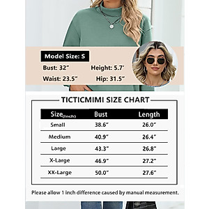 TICTICMIMI Women's Casual Long Sleeve Sweatshirt Tops Mock Turtleneck Lightweight Tunic Fall Pullover with Pocket
